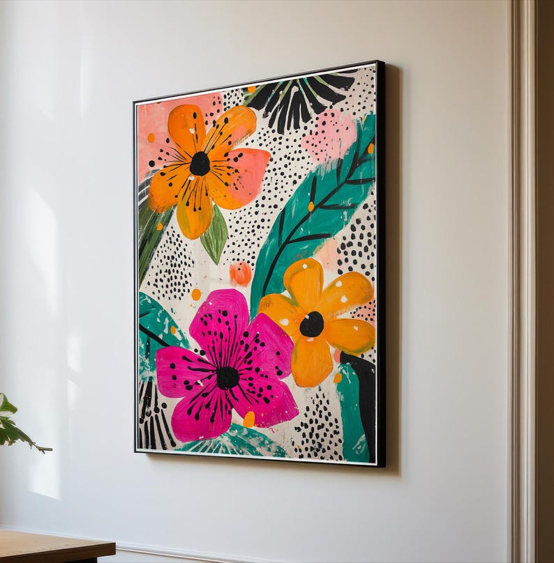 Abstract Floral Painting Print | Modern Flowers Wall Decor | Botanical ...