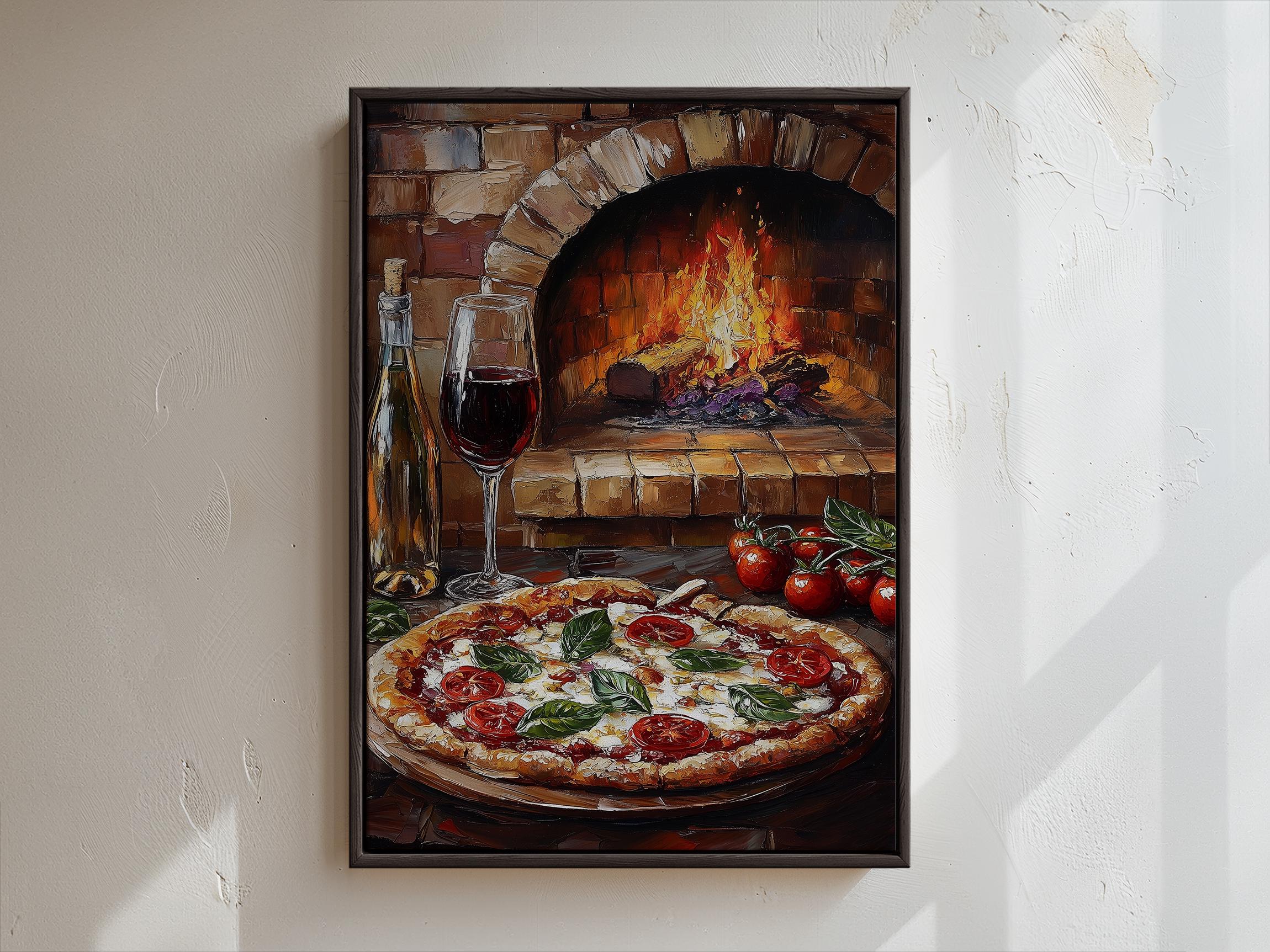 Rustic Pizza Painting Print | Wine and Pizza Decor | Italian Kitchen ...