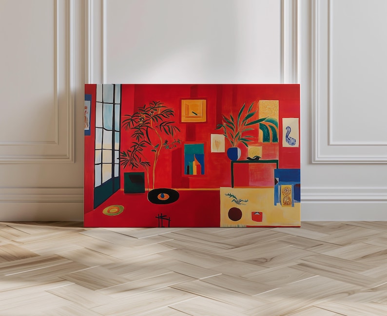 The Red Art Print – Vintage Abstract Oil Painting Print, Mid Century ...