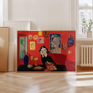 The Red Art Print – Vintage Abstract Oil Painting Print, Mid Century ...