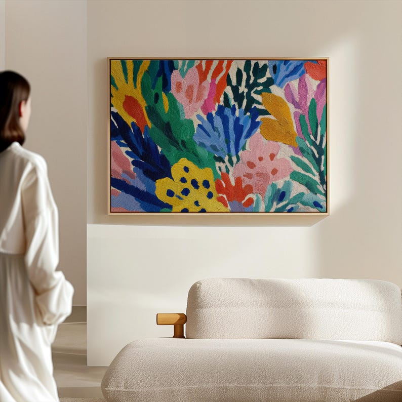 Colorful Abstract Floral Painting Print, Bold Botanical Art, Vibrant ...