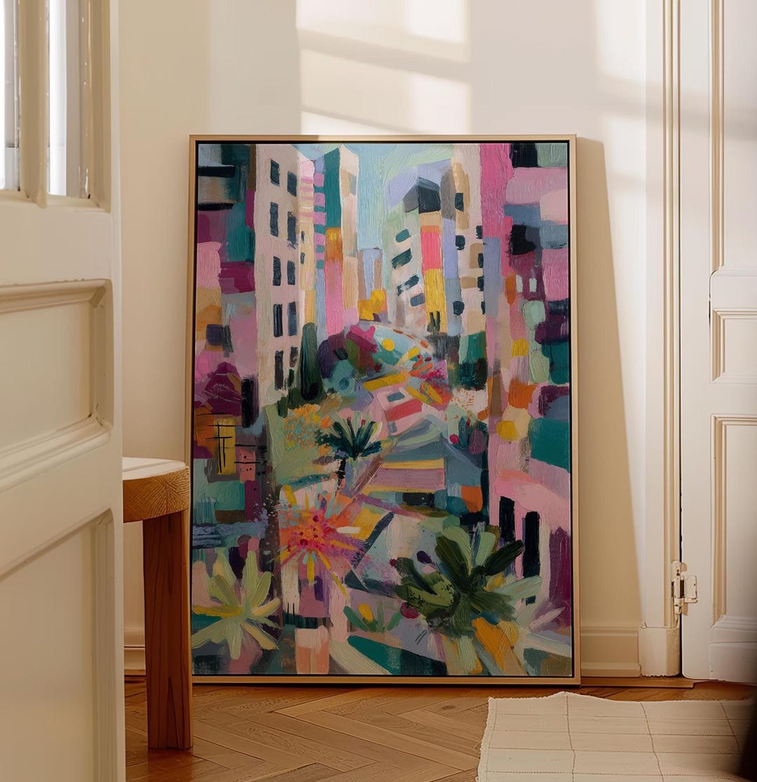 Colorful Abstract Cityscape Wall Art Print, Modern Urban Landscape ...