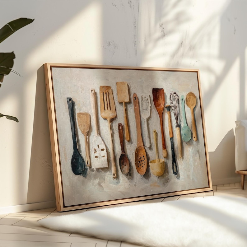 Kitchen Wall Art Print | Rustic Kitchen Decor | Cooking Utensils ...