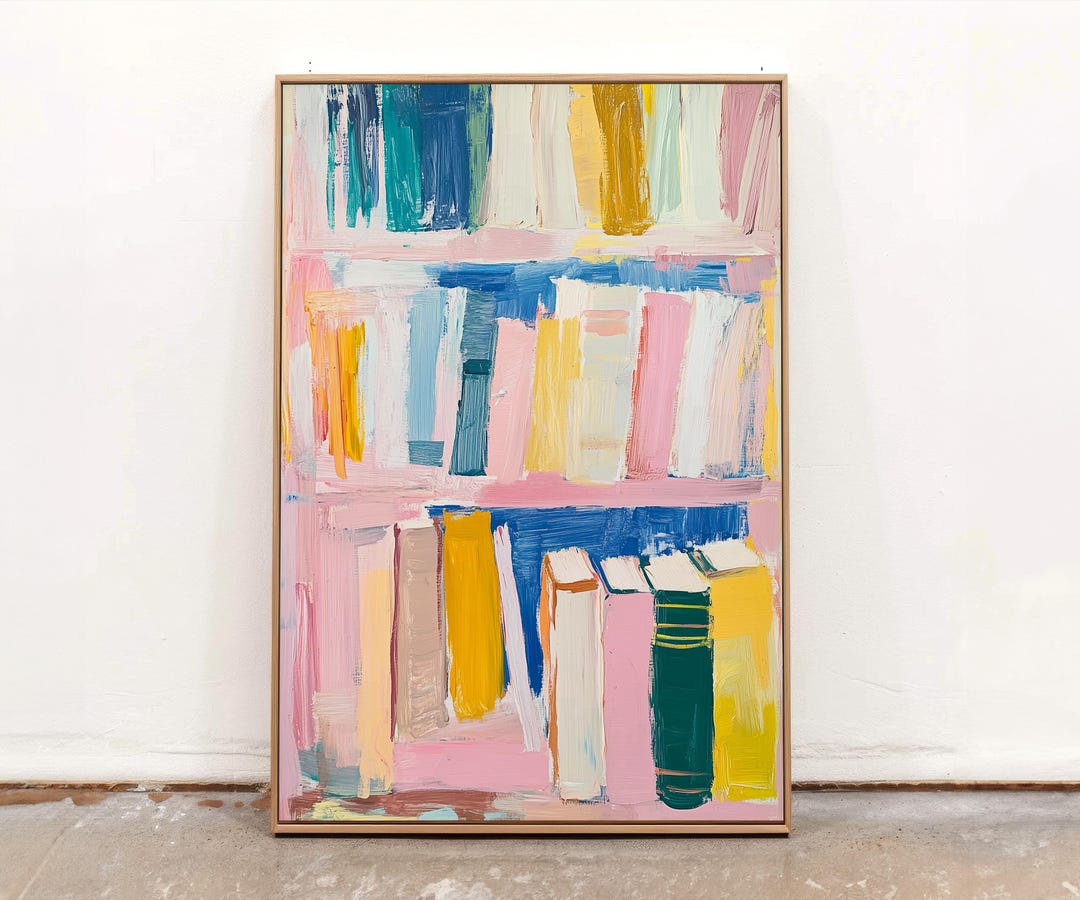 Book Art Print | Abstract Books Painting | Library Decor | Reading Art ...