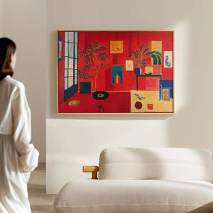 The Red Art Print – Vintage Abstract Oil Painting Print, Mid Century ...