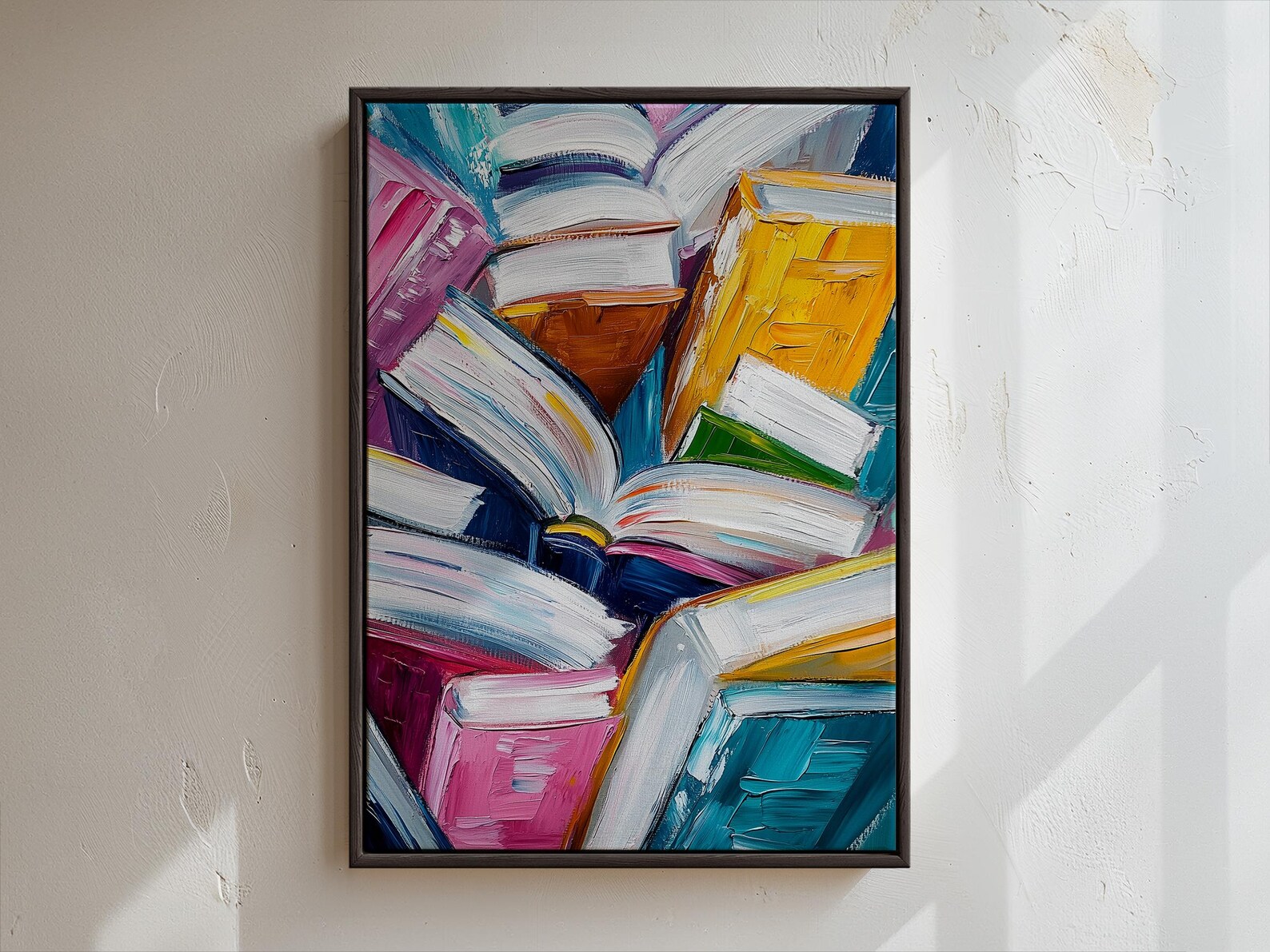Book Art Print | Abstract Books Painting | Library Decor | Reading Art ...