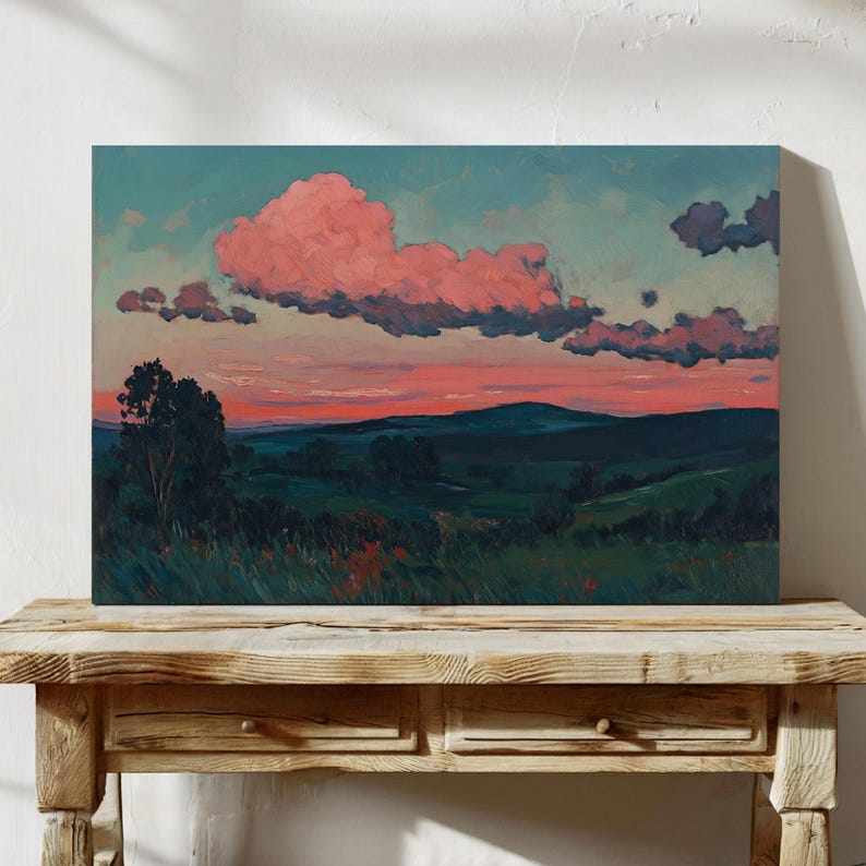 Cloudscape Painting Wall Art | Sunset Painting | Dramatic Sky Wall ...