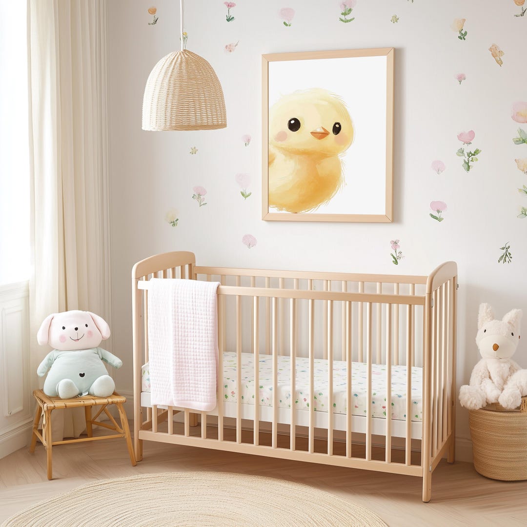 Watercolor Chick Wall Art | Cute Chicken Wall Decor | Kawaii Chick ...