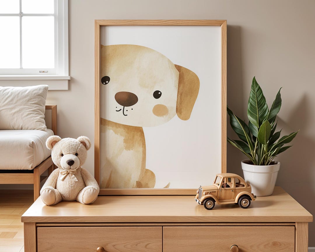 Watercolor Puppy Wall Art | Cute Dog Wall Decor | Kawaii Dog Poster ...