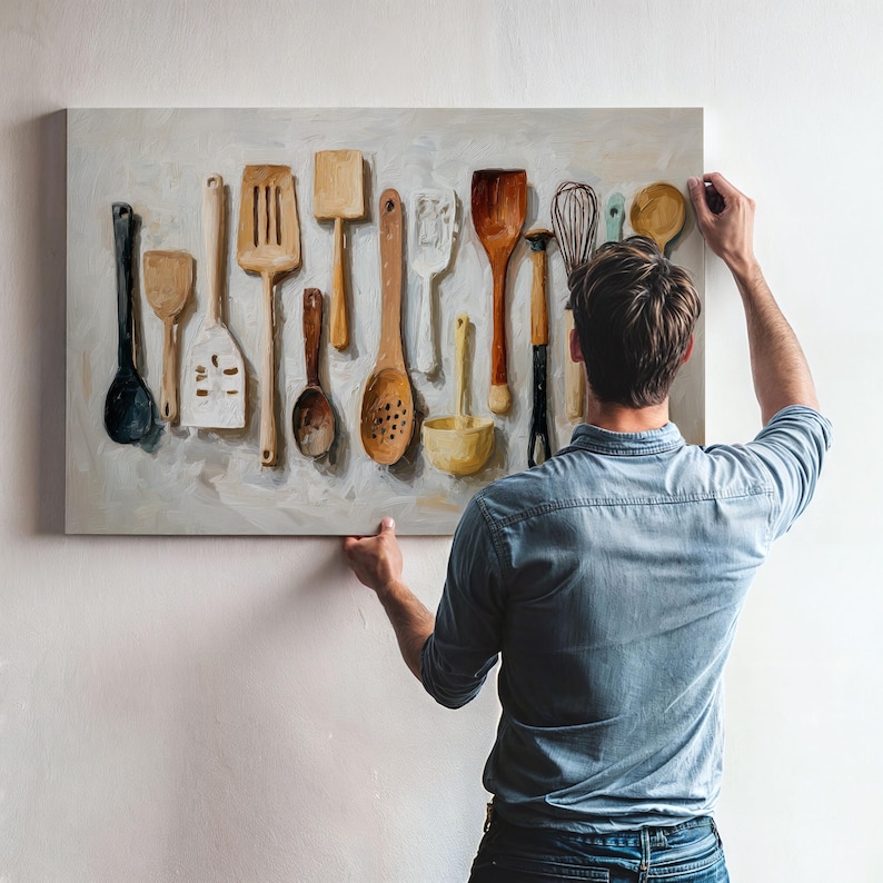 Kitchen Wall Art Print | Rustic Kitchen Decor | Cooking Utensils ...