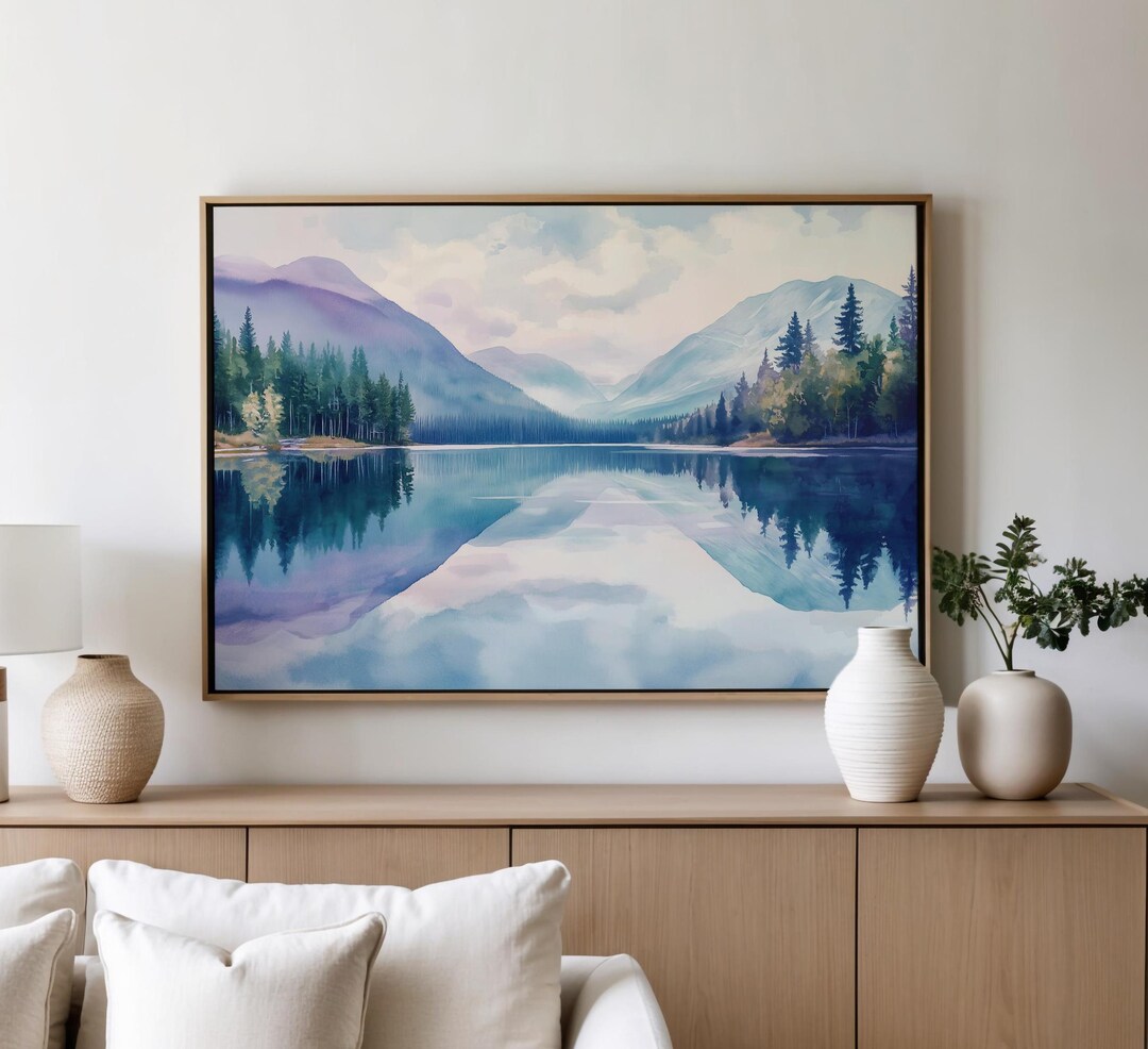 Peaceful Lake Scene Wall Art | Calm Nature Wall Decor | Still Lake ...