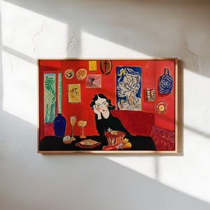The Red Art Print – Vintage Abstract Oil Painting Print, Mid Century ...