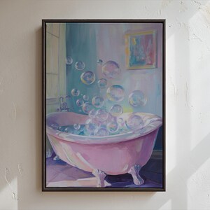 Bathtub Painting Wall Art | Bubble Bath Artwork | Bathroom Wall Decor ...