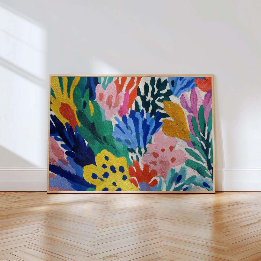 Colorful Abstract Floral Painting Print, Bold Botanical Art, Vibrant ...