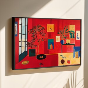 The Red Art Print – Vintage Abstract Oil Painting Print, Mid Century ...