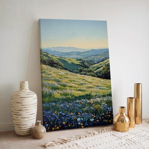 Wildflower Painting Print | Spring Landscape Wall Decor | Meadow ...