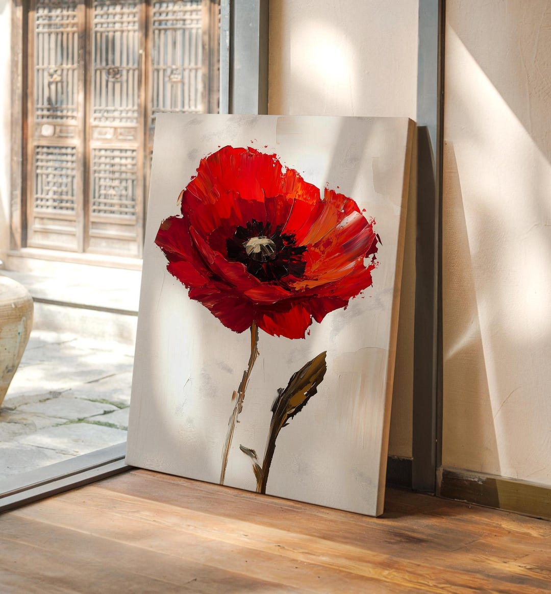 Red Poppy Wall Art | Poppy Painting Print | Floral Modern Art | Modern ...