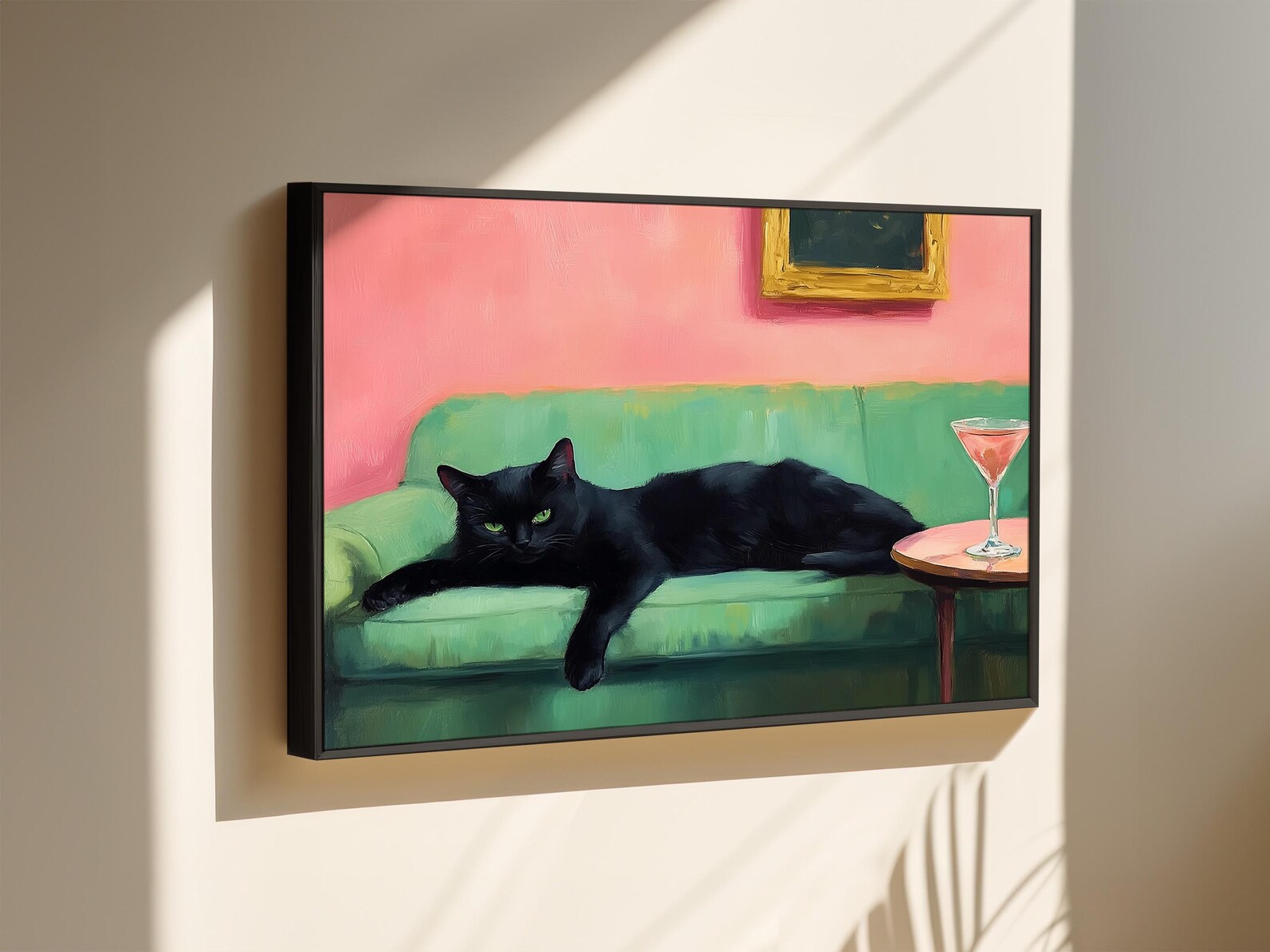 Martini Cat Art Print | Elegant Oil Painting for Cocktail Bar ...
