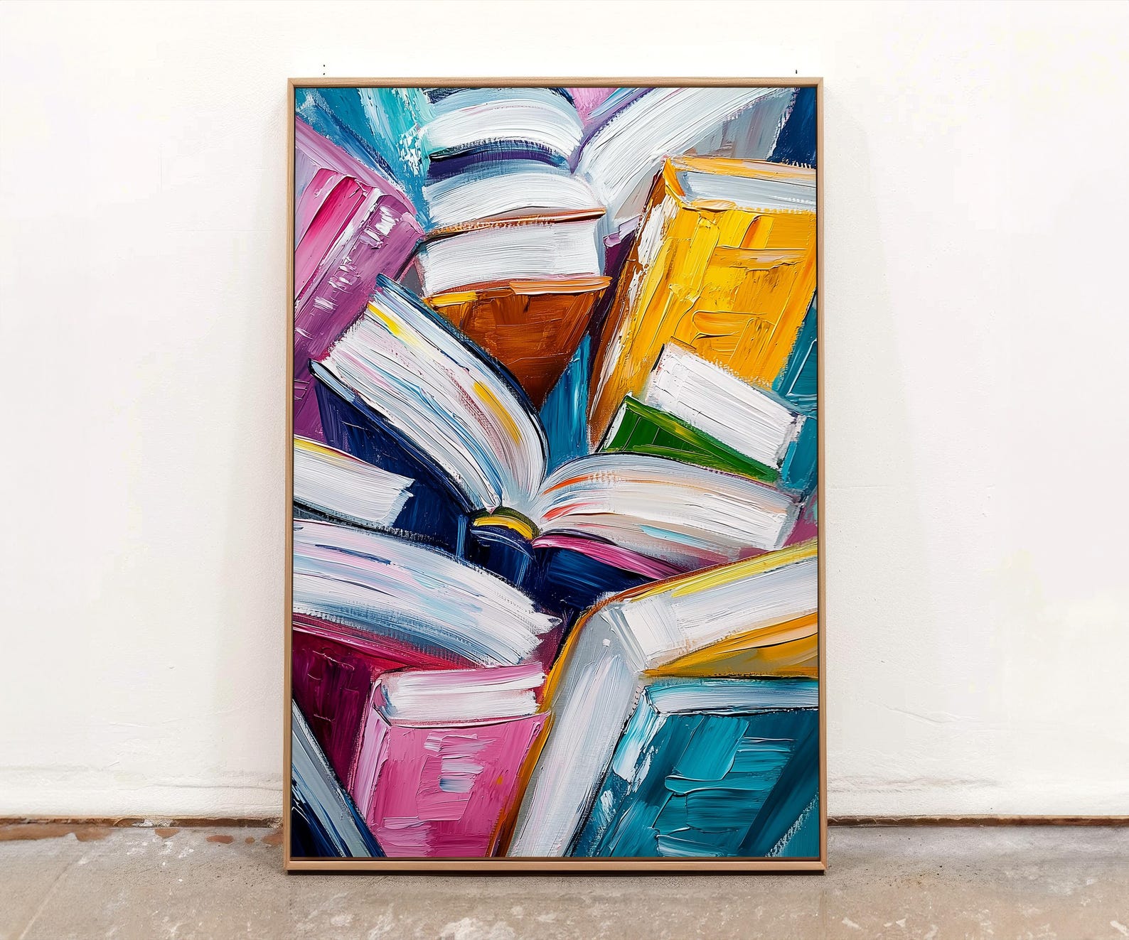 Book Art Print | Abstract Books Painting | Library Decor | Reading Art ...