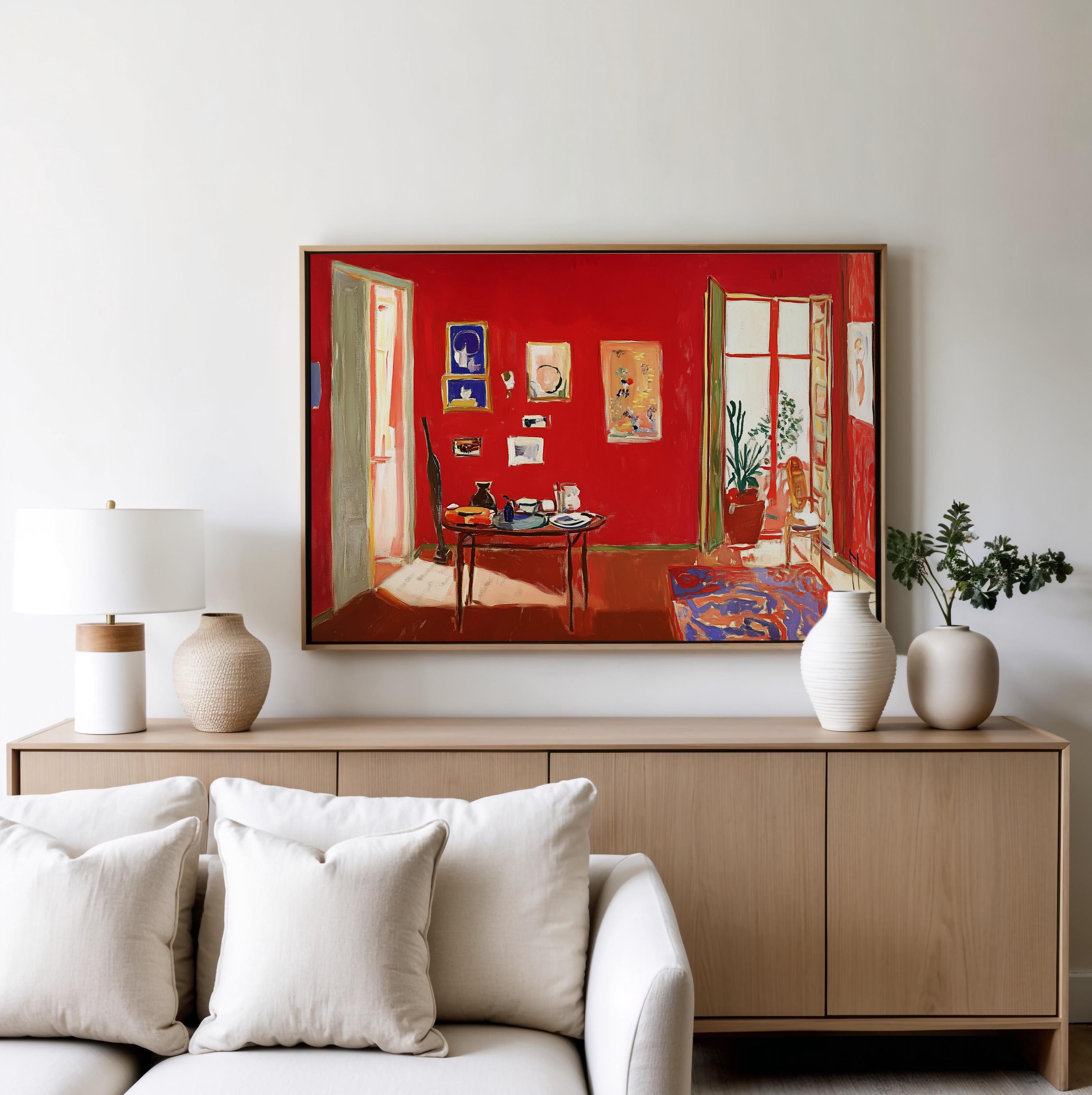 The Red Art Print – Vintage Abstract Oil Painting Print, Mid Century ...