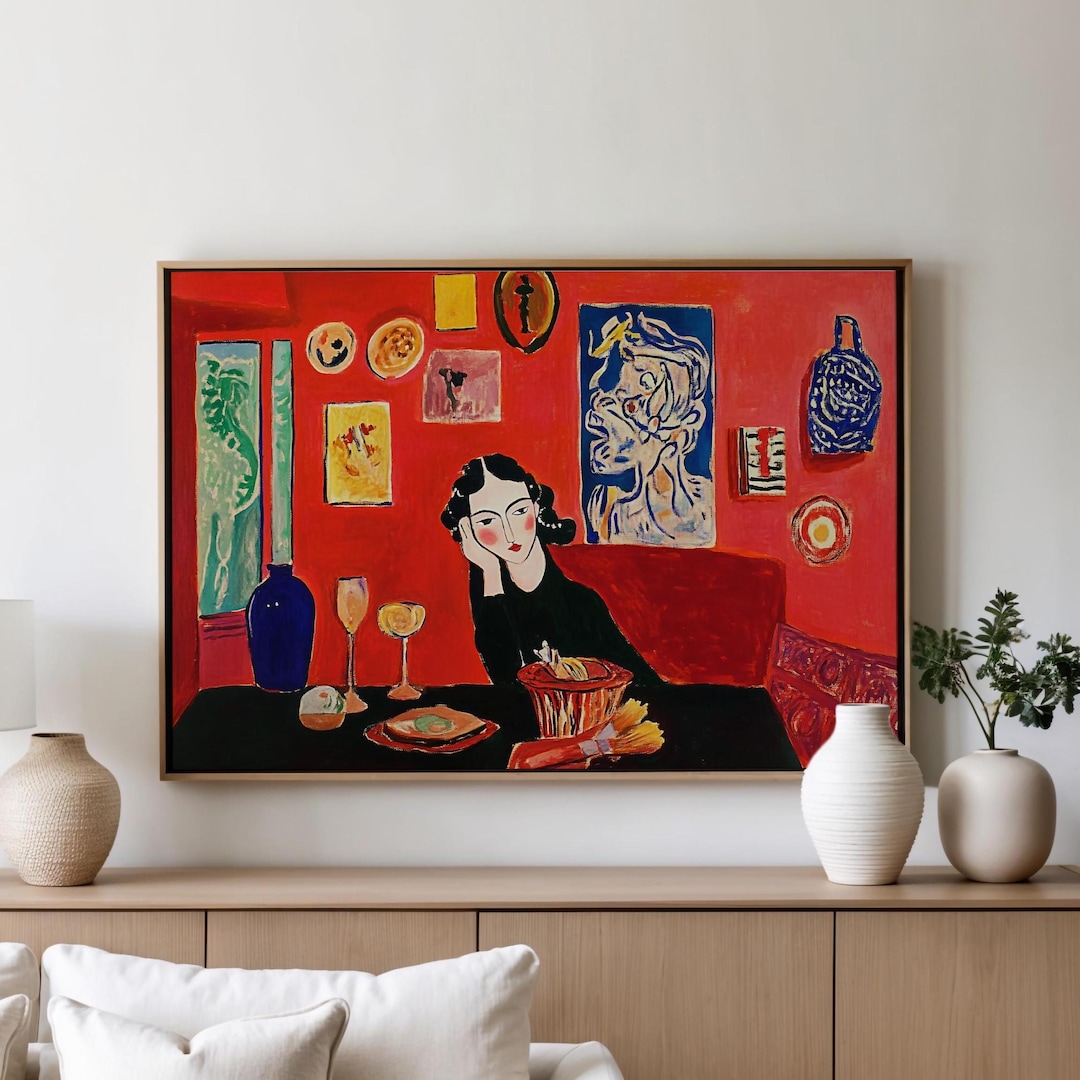 The Red Art Print – Vintage Abstract Oil Painting Print, Mid Century ...