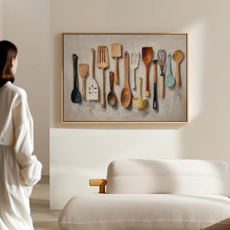 Kitchen Wall Art Print | Rustic Kitchen Decor | Cooking Utensils ...