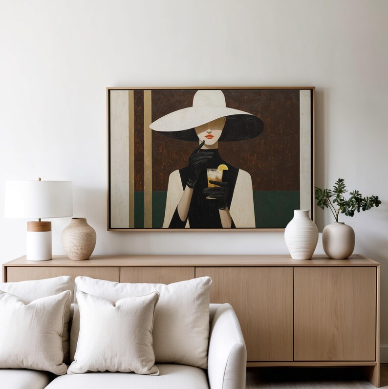 Art Deco Fashion Print, Chic Elegant Woman Portrait, Luxury Geometric ...