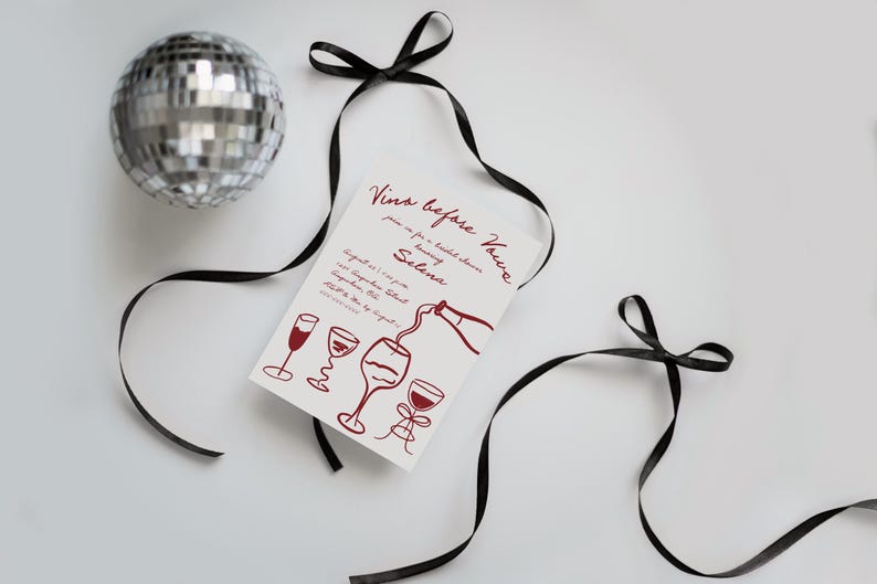Wine Bridal Shower Invitation Template: Vinos Before Vows (5x7 Digital ...