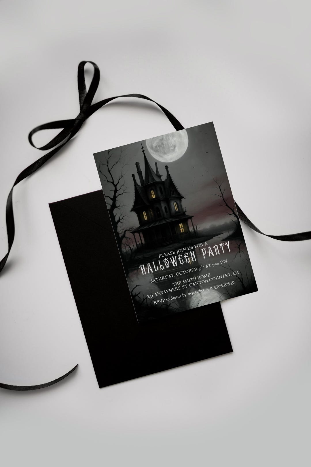 Tim Burton Halloween Party Invitation: Spooky Haunted House (digital ...
