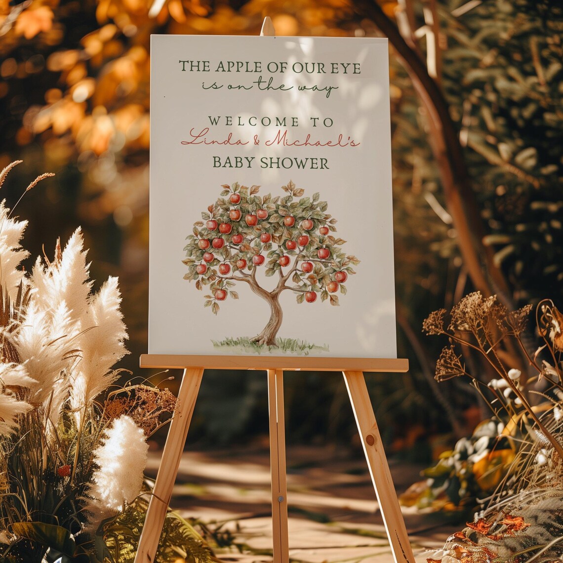 Apple Baby Shower Welcome Sign: Rustic Fall Theme (digital Download ...