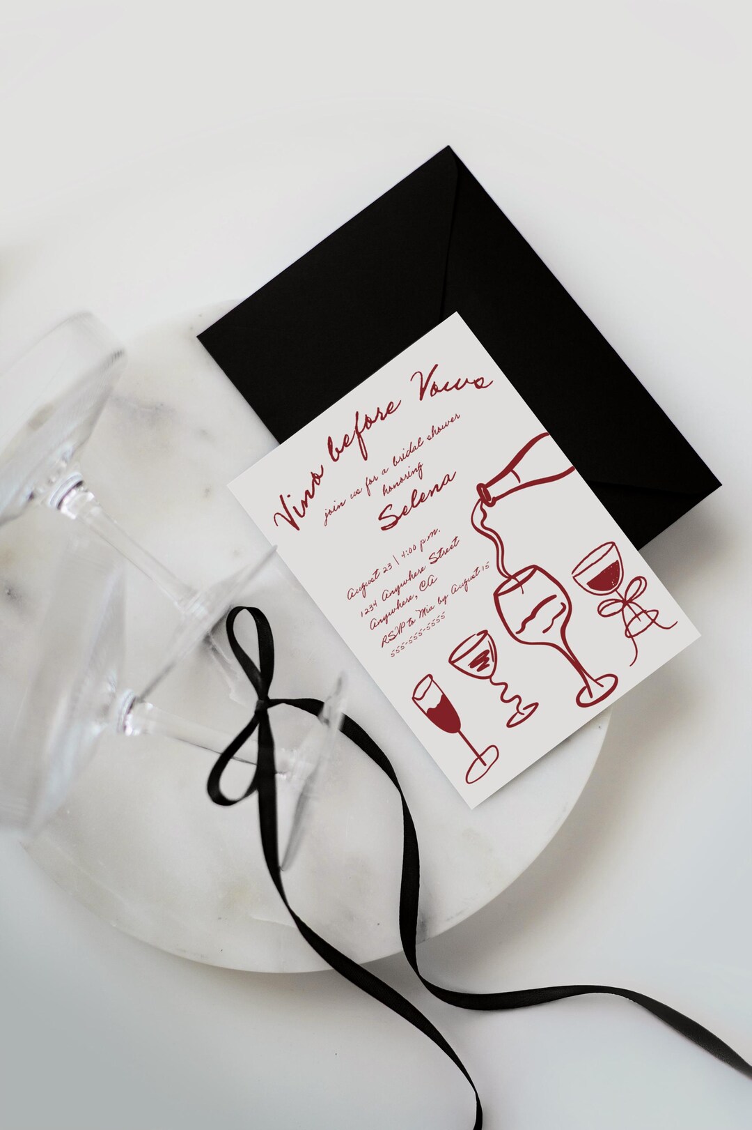 Wine Bridal Shower Invitation Template: Vinos Before Vows (5x7 Digital ...