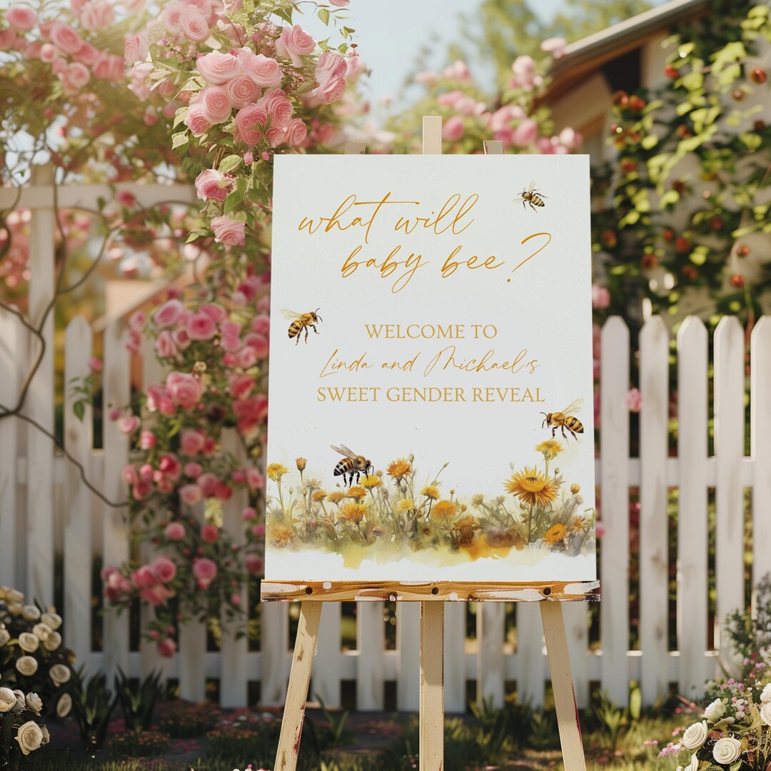 Baby Bee Gender Reveal Welcome Sign: Bumble Bee Theme (digital Download ...