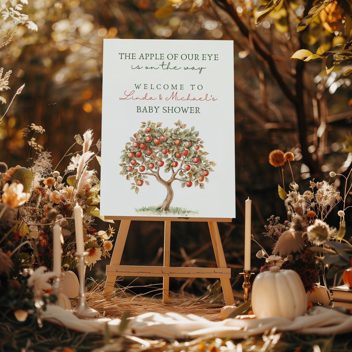 Apple Baby Shower Welcome Sign: Rustic Fall Theme (digital Download ...