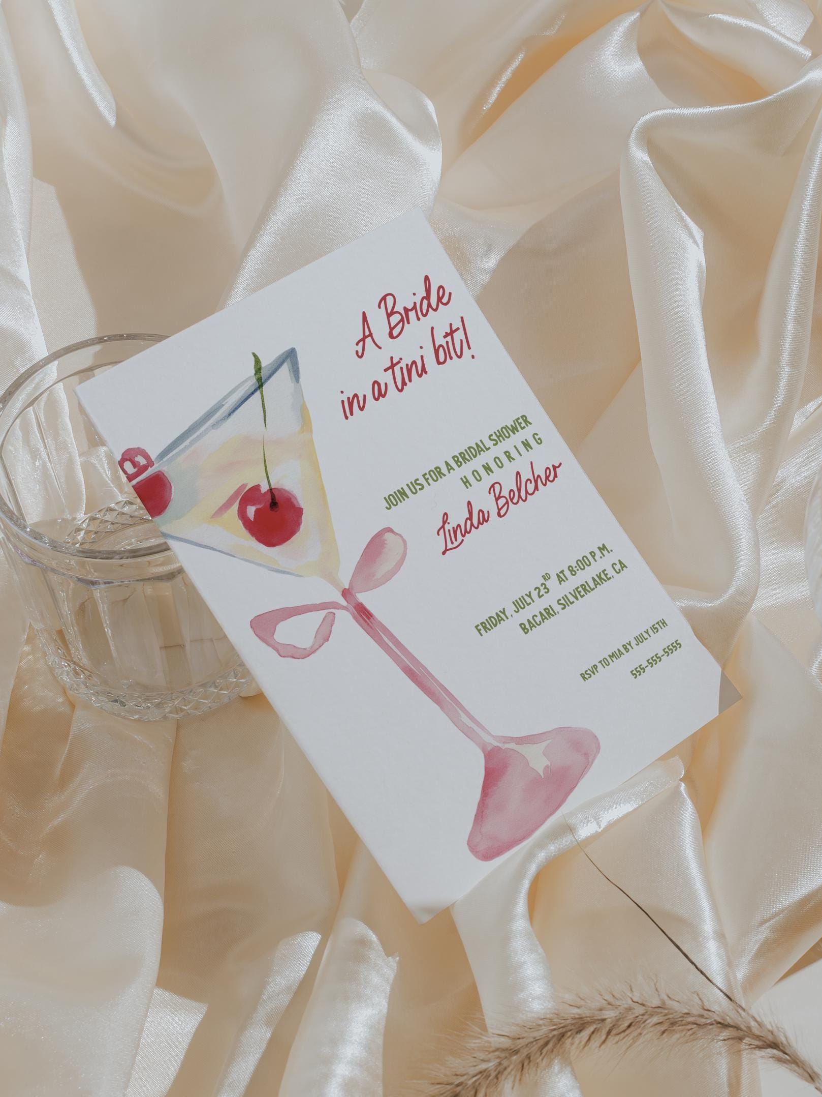 A Bride in a Tini Bit Bridal Shower Editable Canva Invite | Martini ...