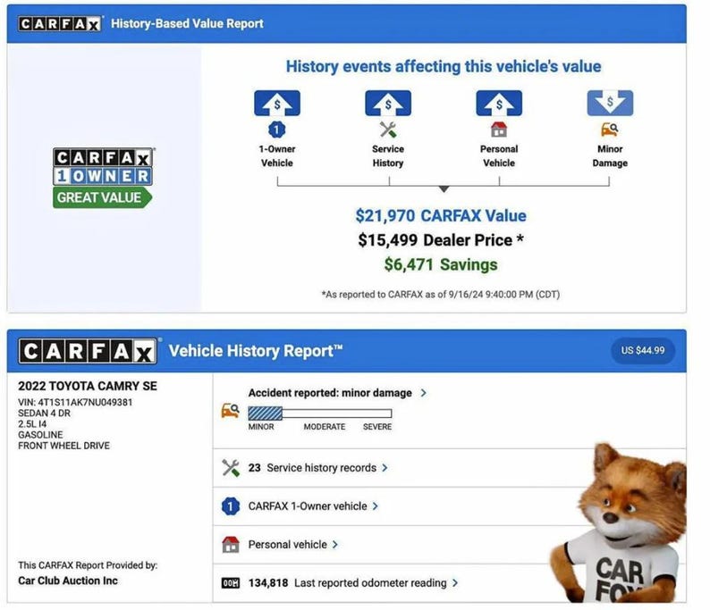 2 Full Vehicle Report Auto Report for US or Canada Vehicle for Price of ...