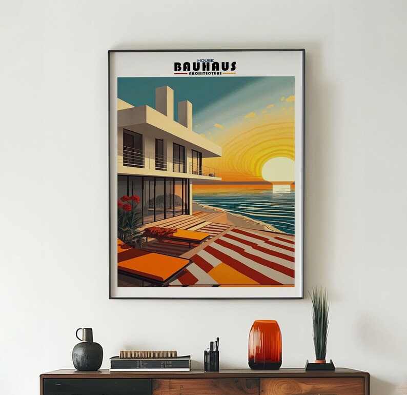 Bauhaus - Mid-century Modern Architecture Art Print – Retro Minimalist ...