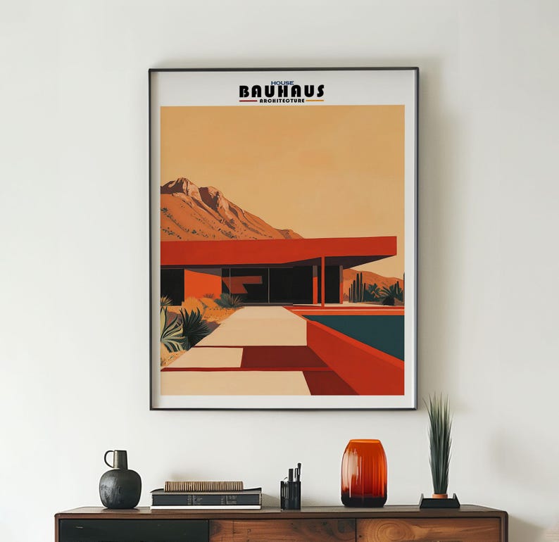Bauhaus - Mid-century Modern Architecture Art Print – Retro Minimalist ...