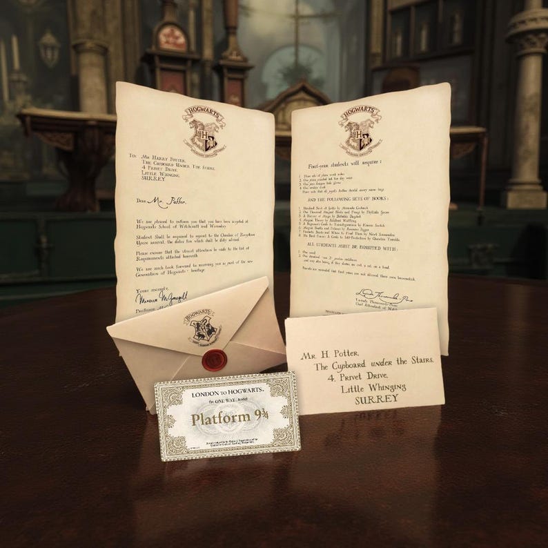 Magical School of Witches and Wizards Acceptance Letter + Train Tickets ...