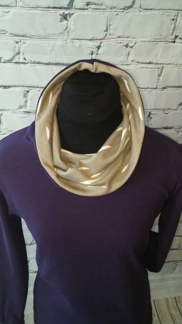 Purple Funnel Neck Sweatshirt with Gray Print