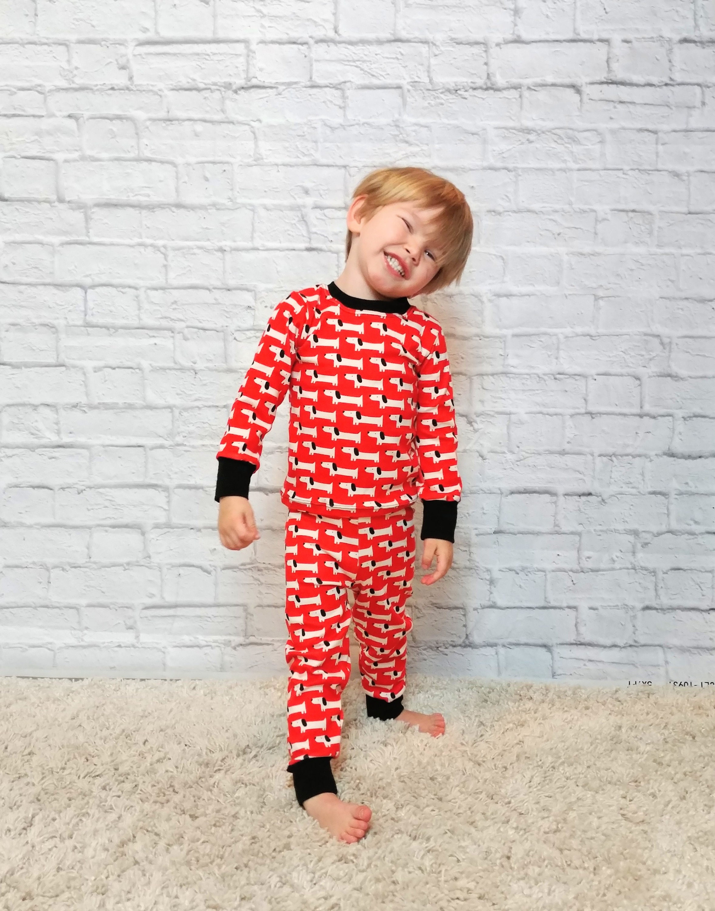 Organic Cotton Dachshund Dog Print Pajama Set