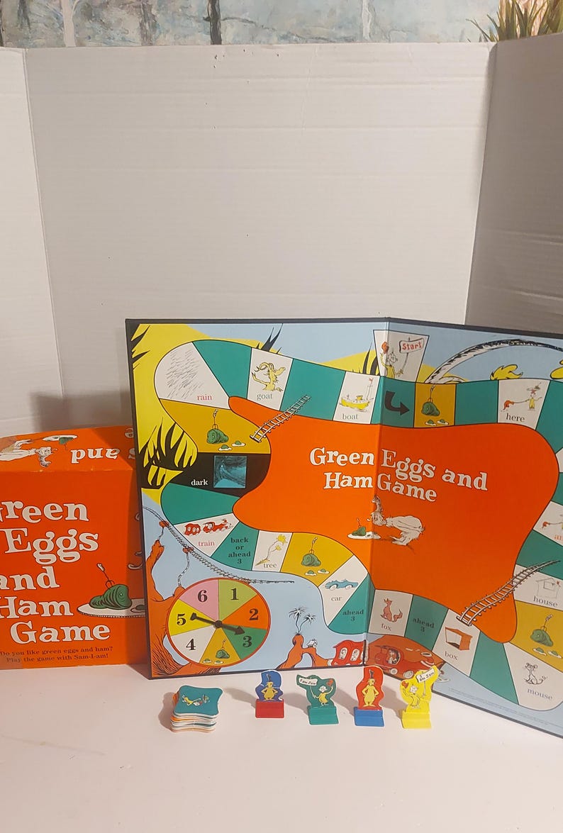 Vintage Dr Seuss Green Eggs and Ham Board Game,1996, Complete - Etsy