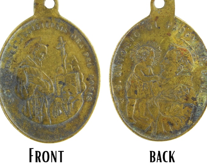 Antique Saint Francis of Assisi Saint Anthony of Padua Catholic Medal ...