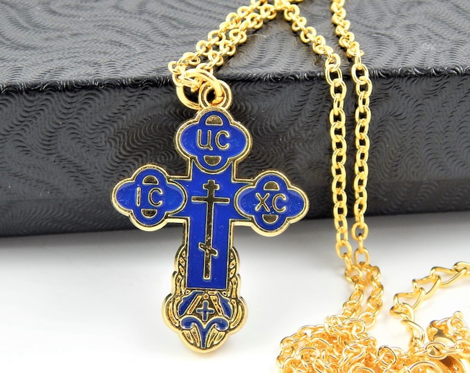Eastern Orthodox Enamel Cross Necklace Handmade Religious - Etsy