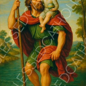 Classic Saint Christopher Digital Art – Catholic Wall Decor | Christian ...