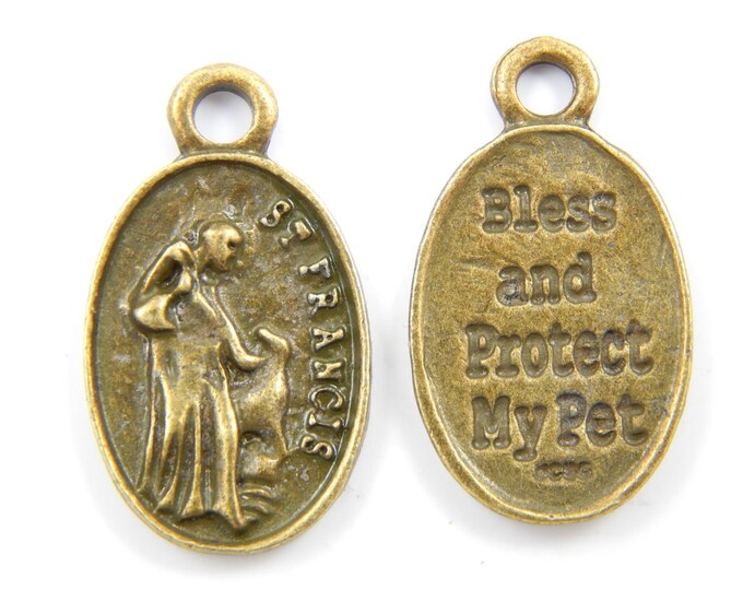 Saint Francis of Assisi Catholic Medal Dog Cat Charm Collar Medallion ...