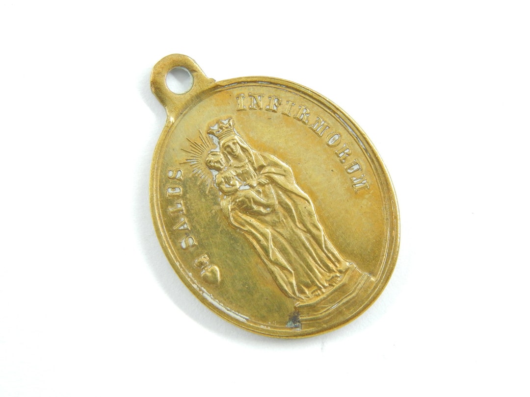 Antique Virgin Mary Catholic Medal Patron Saints Religious Medallion ...