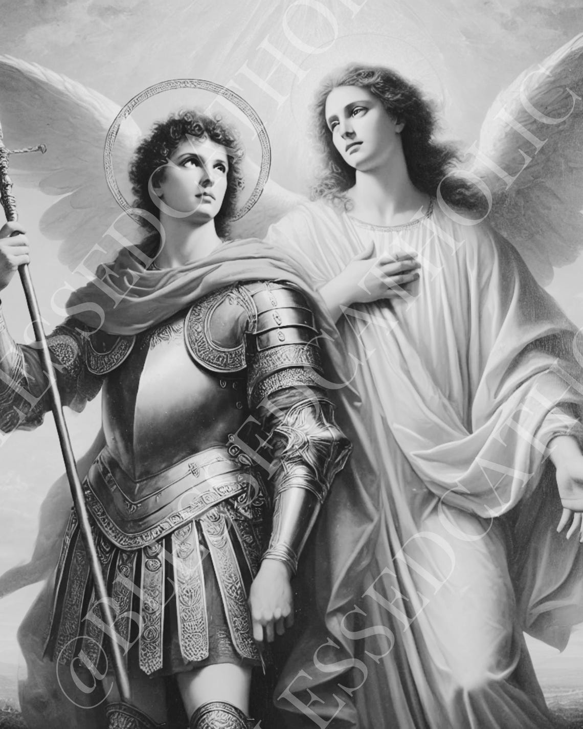 Saint Michael & Gabriel Archangels Art: Catholic Patron Saints (digital ...