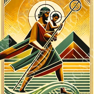 Art Deco Saint Christopher Print: Catholic Patron Saint (digital ...