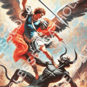 Saint Michael Slaying Satan Art: Military Patron Saint (digital ...