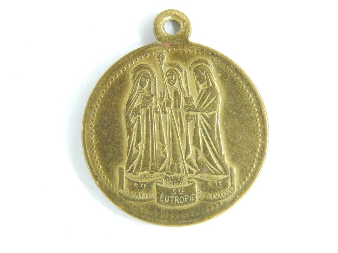 Antique Saint Genevieve, Saint Bertile, Eutropie Catholic Medallion ...